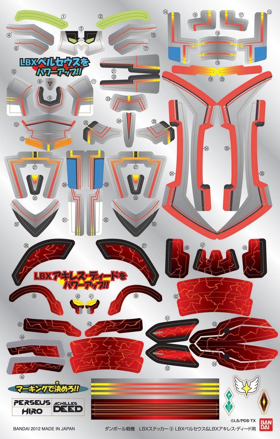 Bandai Danball Senki / Danboru Senki LBX STICKER #09 (FOR LBX PERSEUS ...