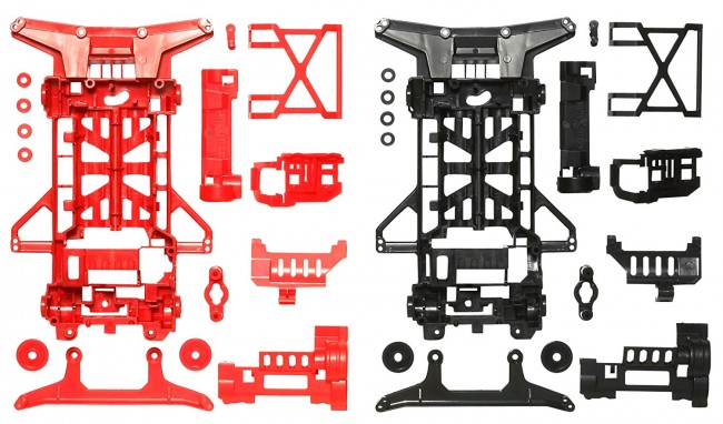 Tamiya Mini 4WD Grade Up Part SUPER X REINFORCED CHASSIS SET (RED-BLACK ...