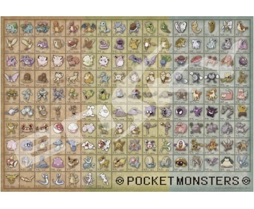 Pokemon's 1000T-31 Pokedex No.001 ~ No.151 1000 pieces japan NEW ...