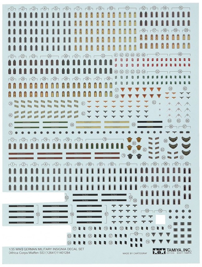 TAMIYA 1/35 German soldiers rank insignia decal (Africa) trackable ...