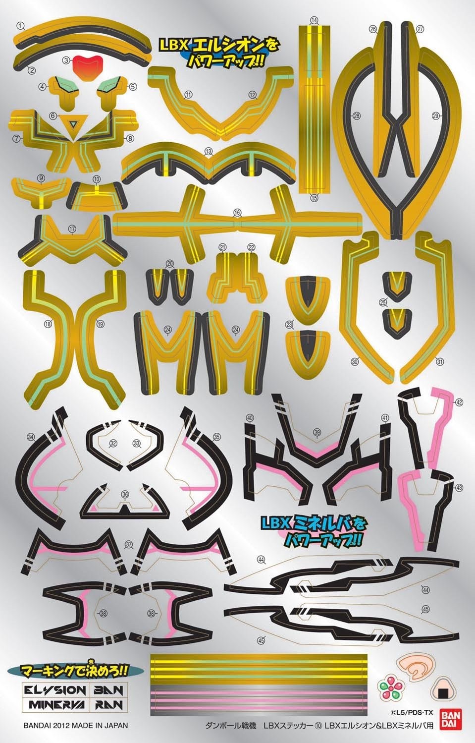 Bandai Danball Senki / Danboru Senki LBX STICKER #10 (LBX ELYSION & LBX ...