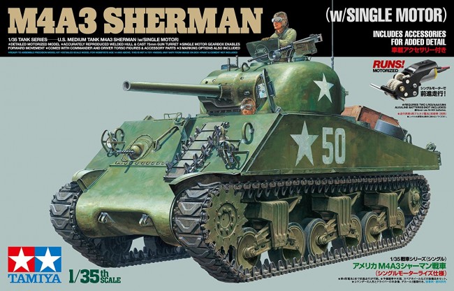 Tamiya 1/35 Tank Series USA M4A3 Sherman Tank (Single Motorized ...