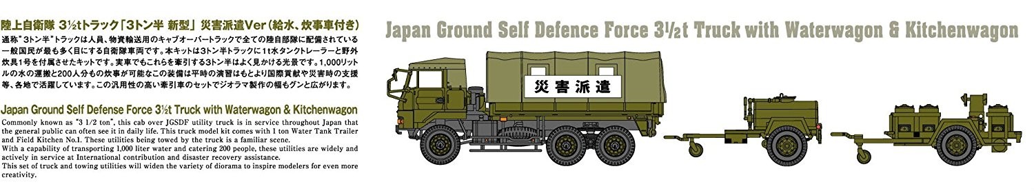 Aoshima 1/72 G-JSDF 1/2 t truck 3 ton half mold type disaster dispatch ...
