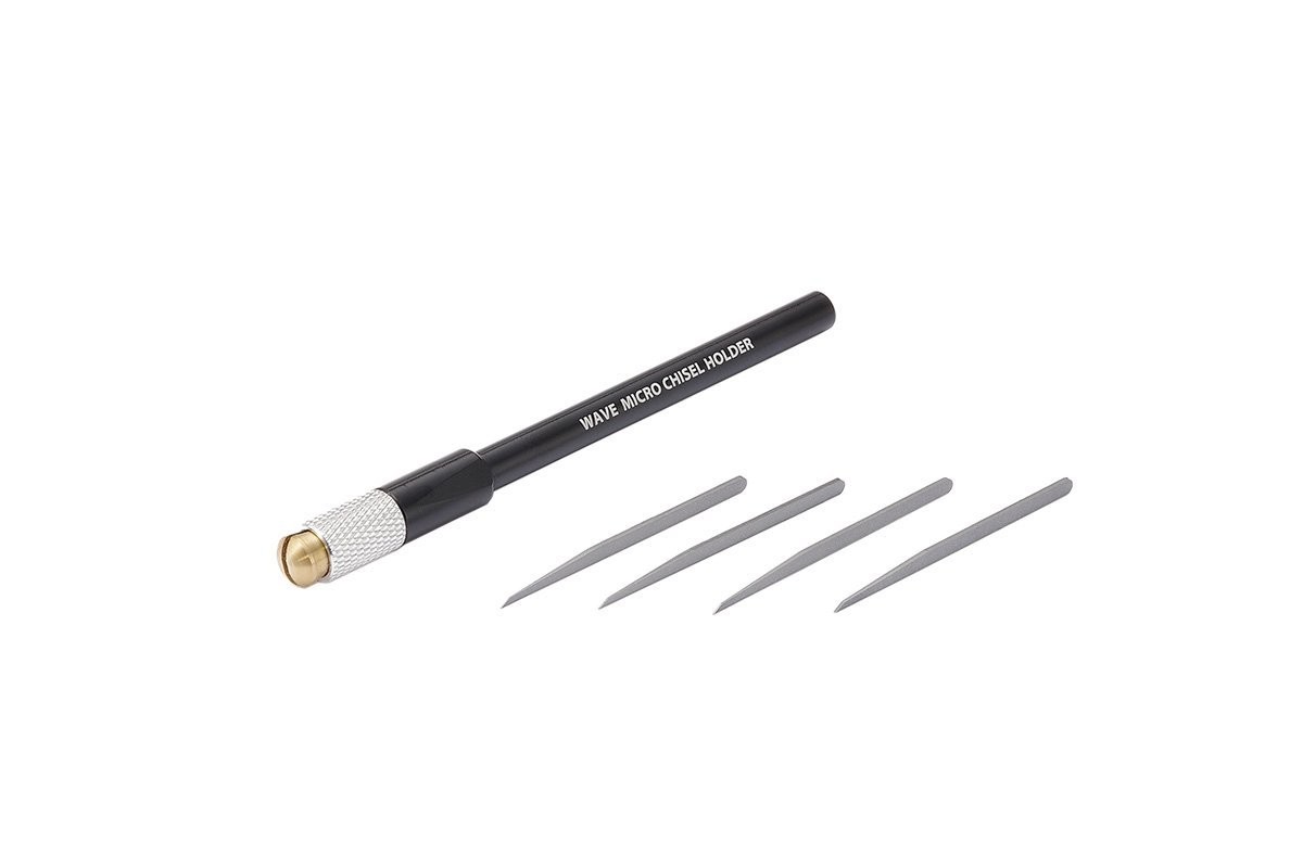 Wave HG micro chisel set 4 blades + grip (black) japan NEW | Zipang Hobby