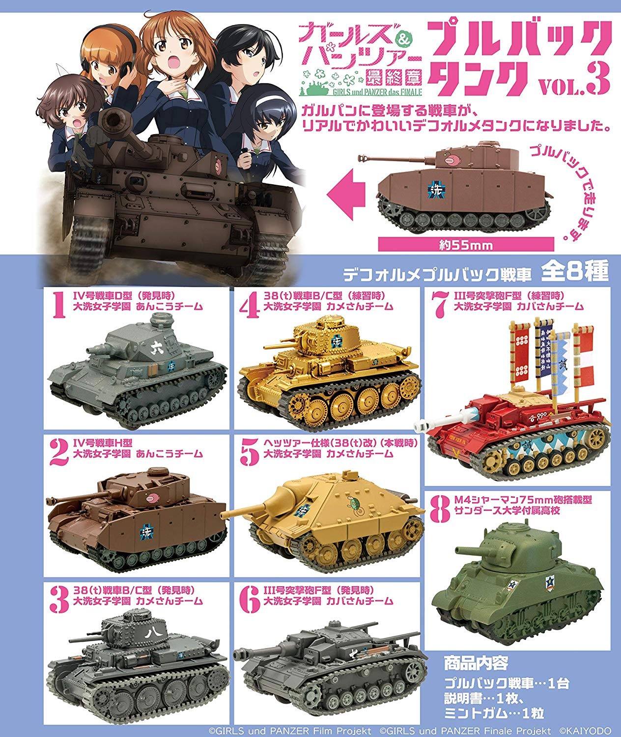F-Toys GIRLS UND PANZER DAS FINALE: PULLBACK TANK VOL.3 1BOX 10PCS ...